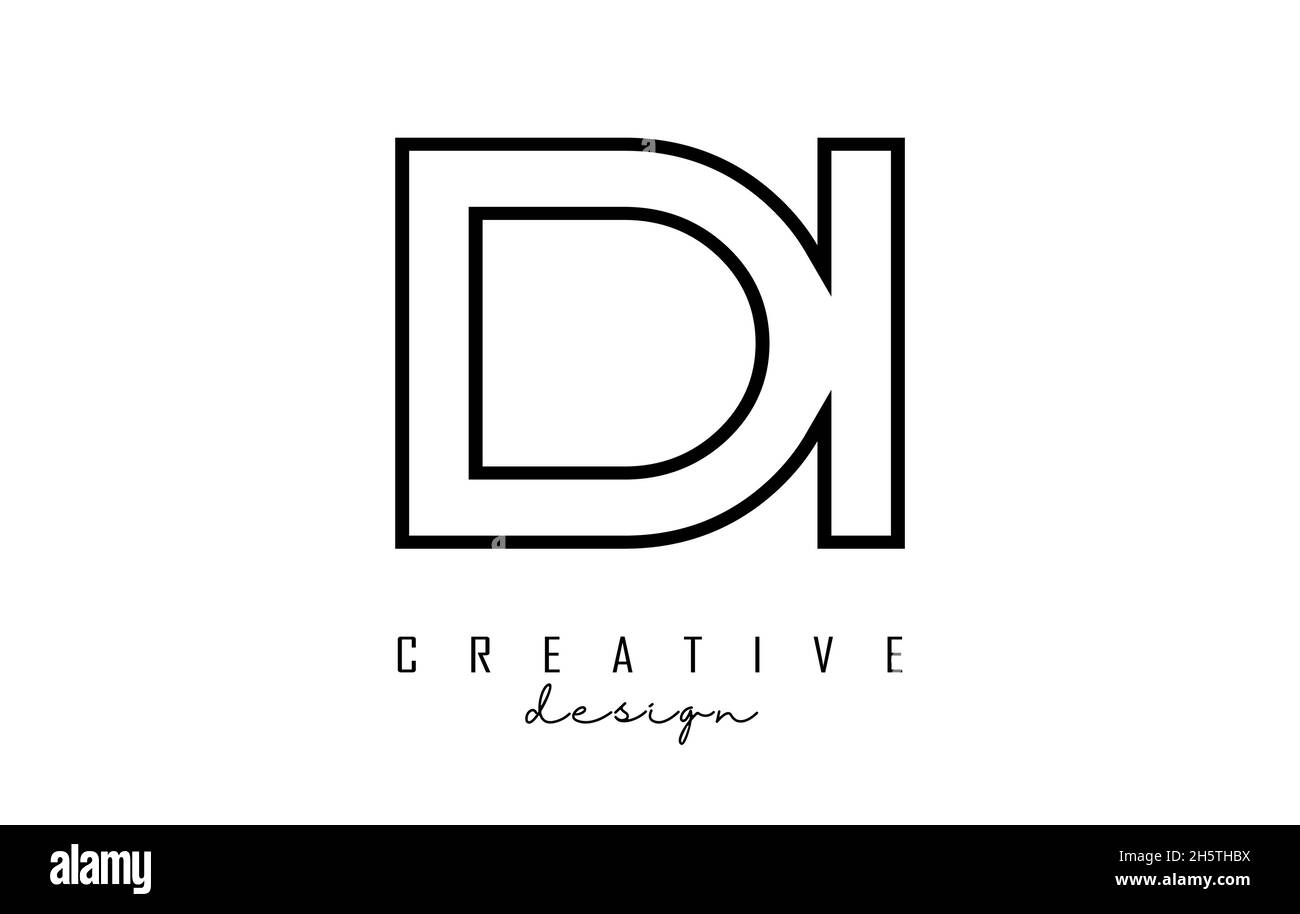 Outline DI letters logo with a minimalist design. Geometric vector ...