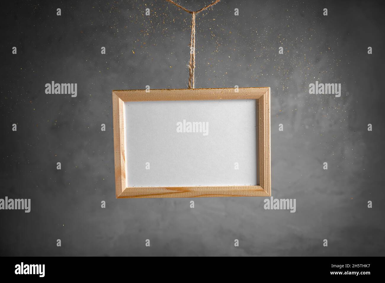 frame with a place for text on grey background. with copy space. gold ...