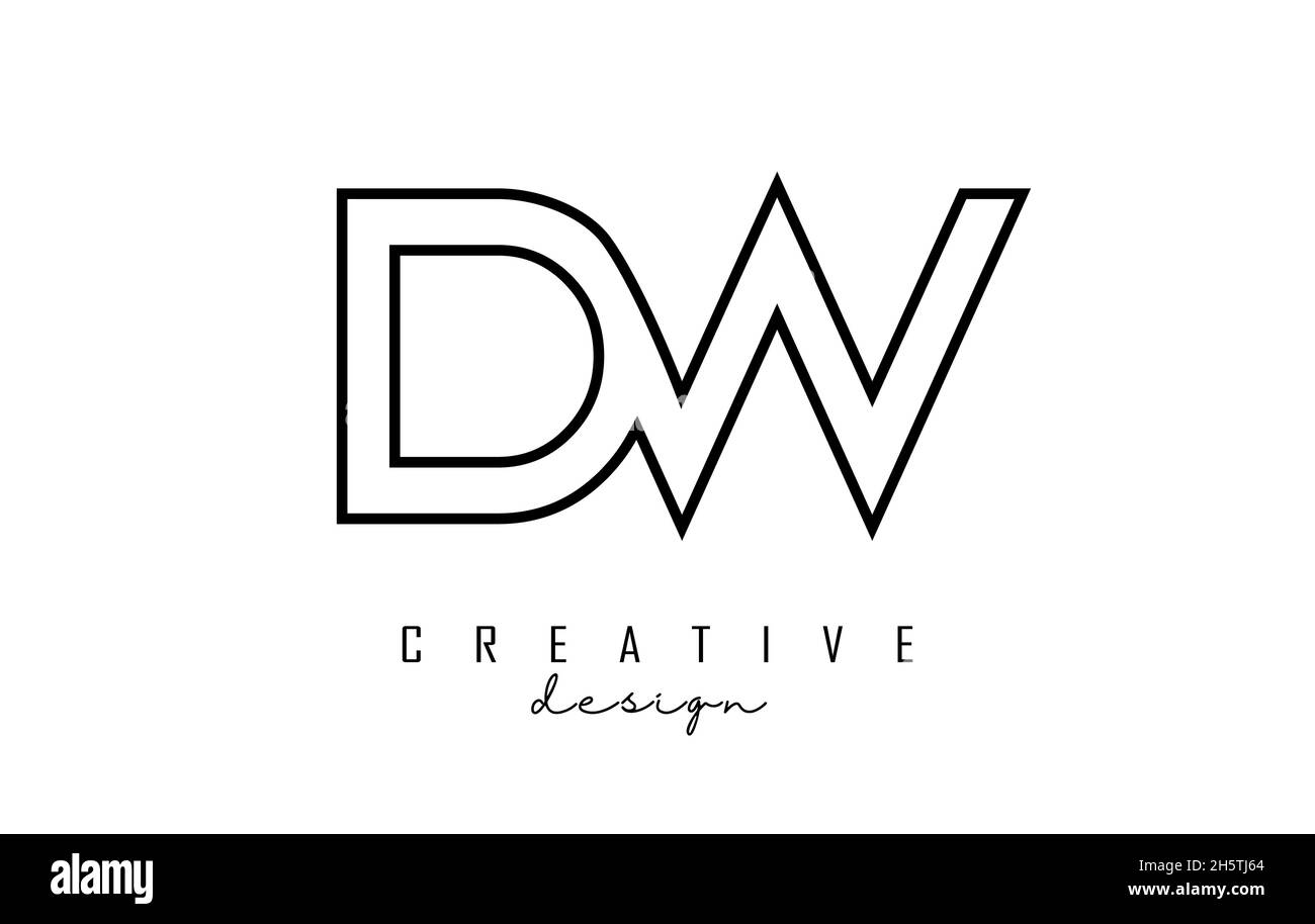 Outline DW letters logo with a minimalist design. Geometric vector ...
