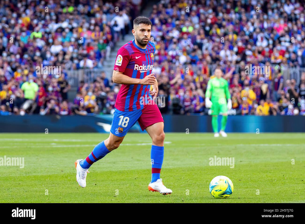 BARCELONA - OCT 24: Jordi Alba in action during the La Liga match between FC Barcelona and Real ...