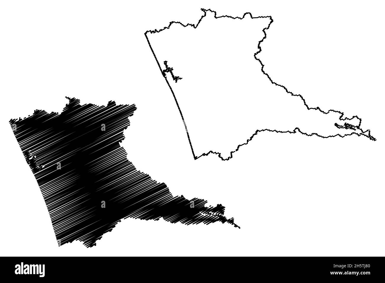 Thrissur district (Kerala State, Republic of India) map vector ...