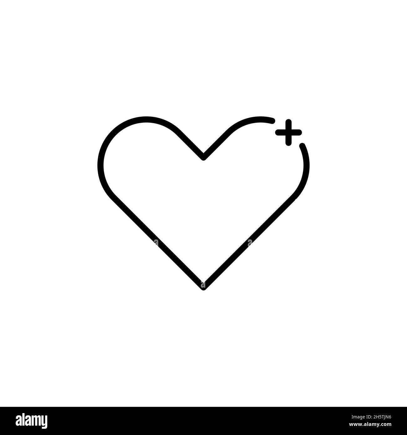 Heart plus sign. Favorite icon in thin outline style. Internet symbol ...