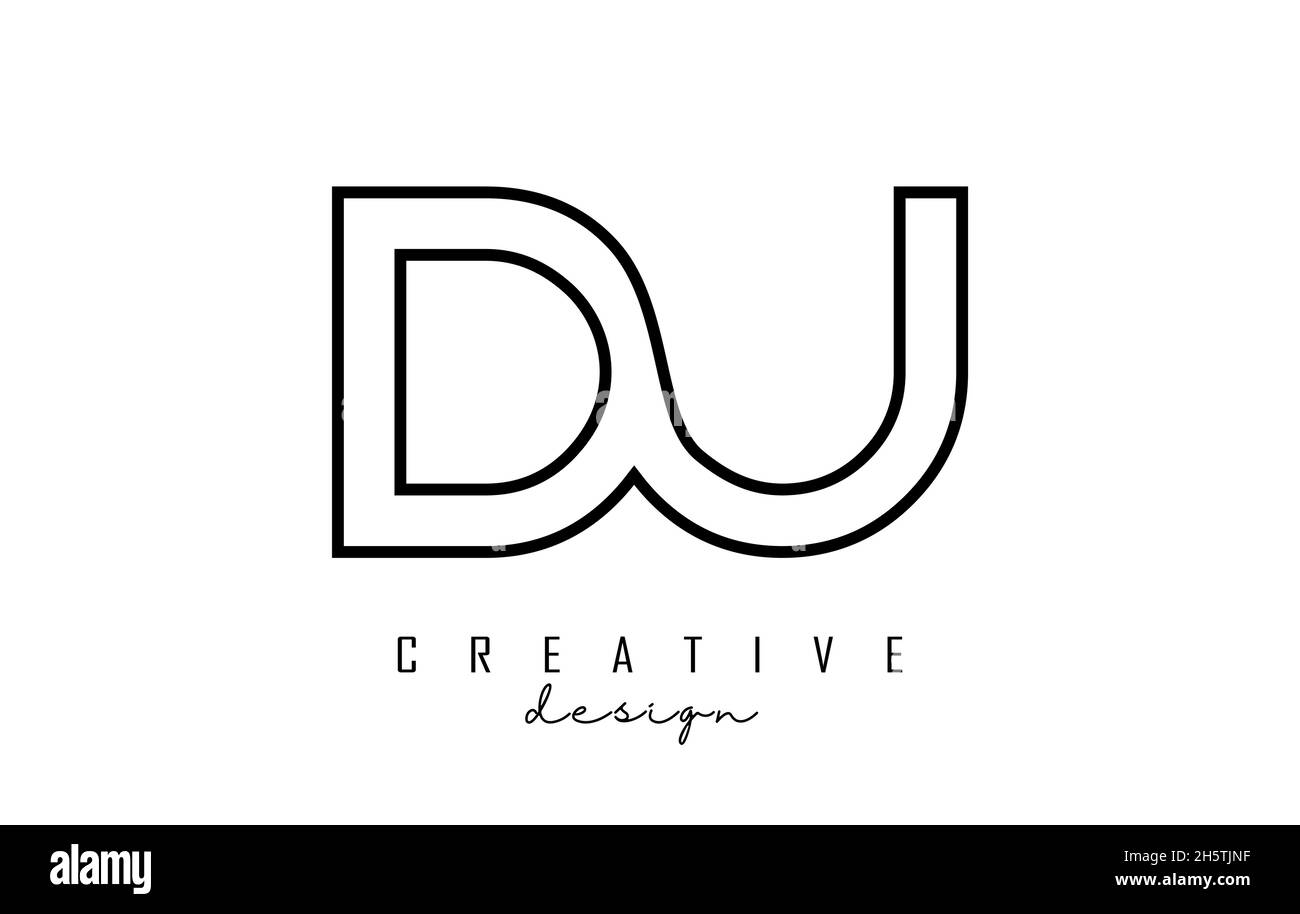 Outline DU letters logo with a minimalist design. Geometric vector ...