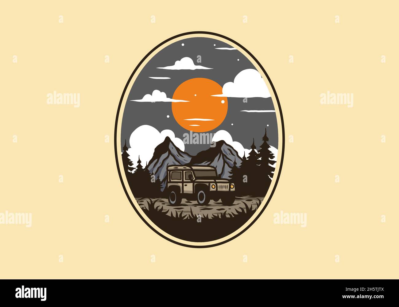 Overlanding car badge illustration drawing design Stock Vector Image ...