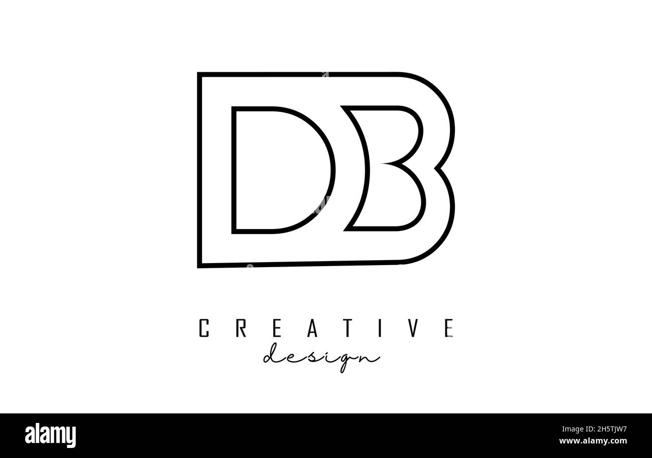 Outline DB letters logo with a minimalist design. Geometric vector ...