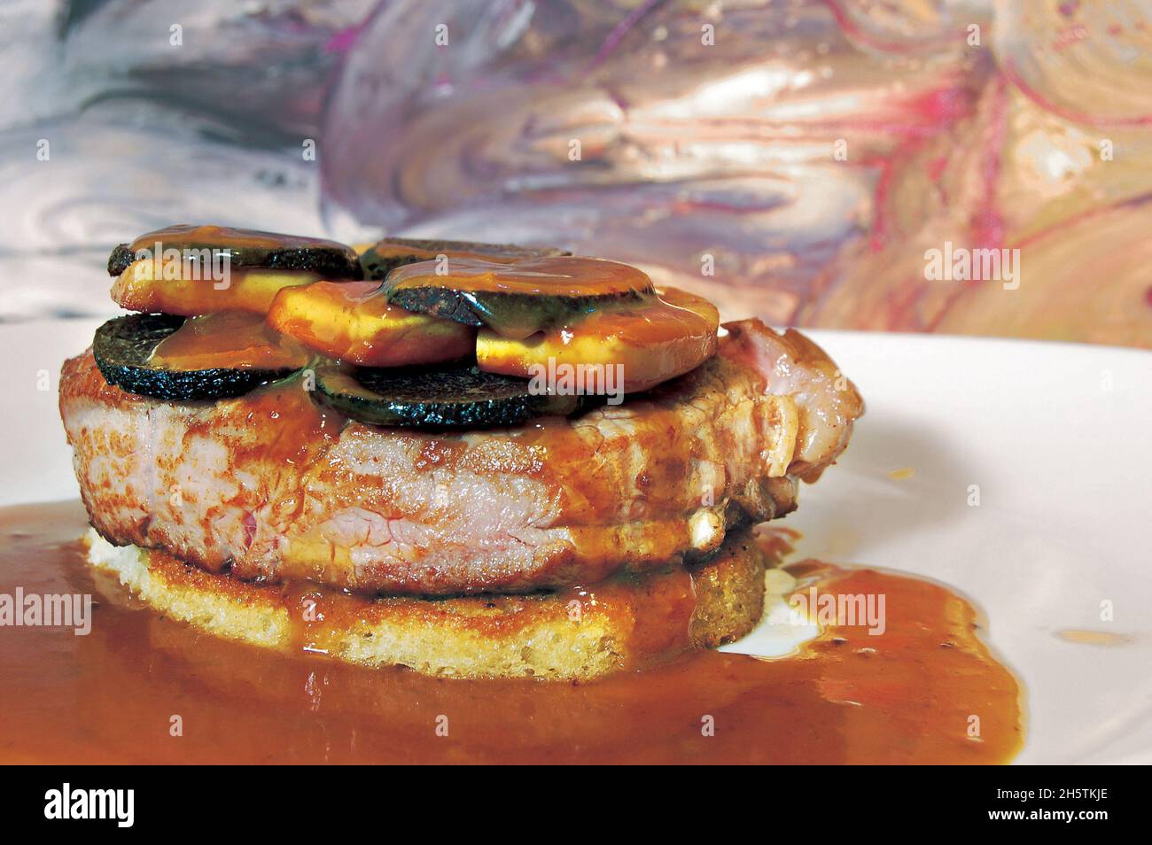 Tournedos Rossini steak with foie gras - french steak dish and croutons ...