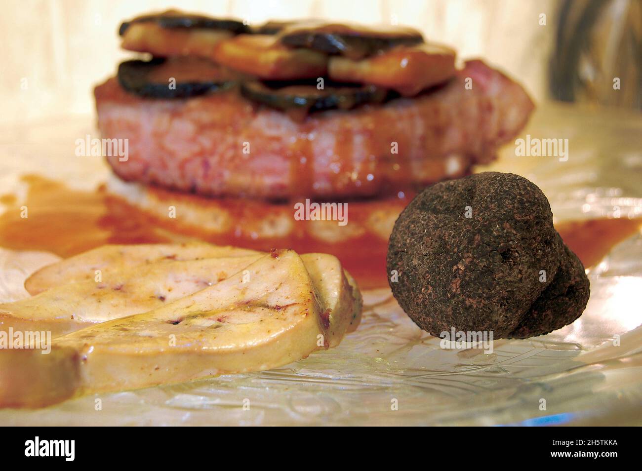 Tournedos Rossini steak with foie gras - french steak dish and croutons ...