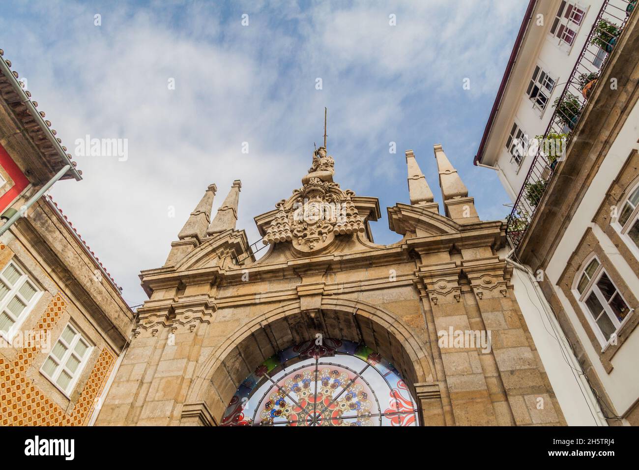 Arch of the New Gate Arco da Porta Nova in Braga, Portugal Stock Photo ...