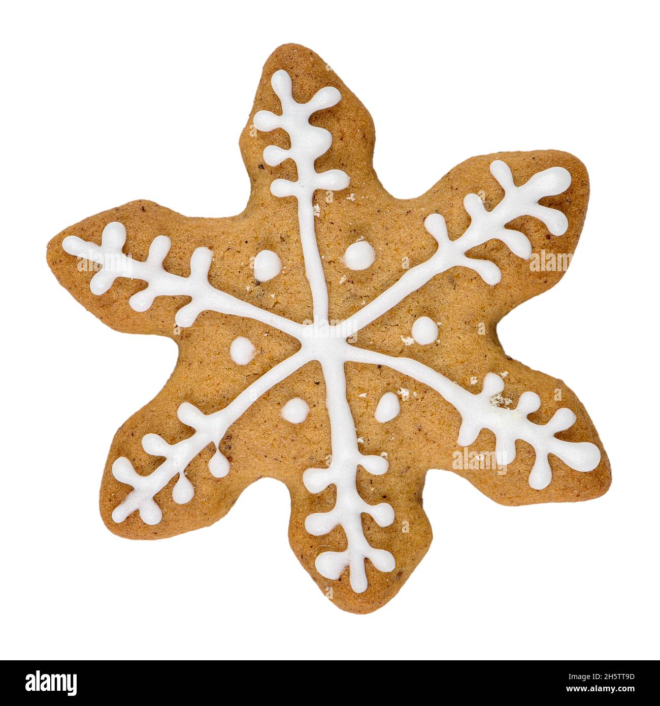Gingerbread cookie in snowflake shape isolated on white background ...
