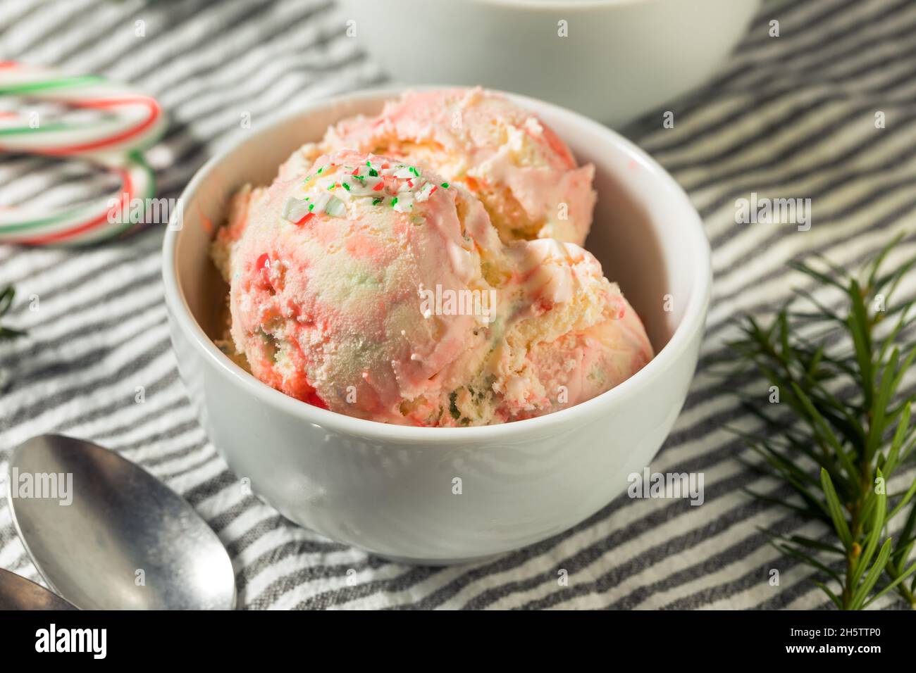 Homemade Christmas Candy Cane Ice Cream with Peppermint Stock Photo - Alamy