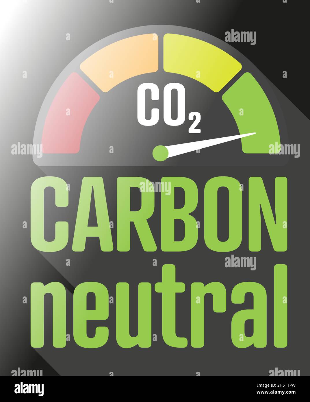 carbon neutral sign or label with red to green gauge, vector ...