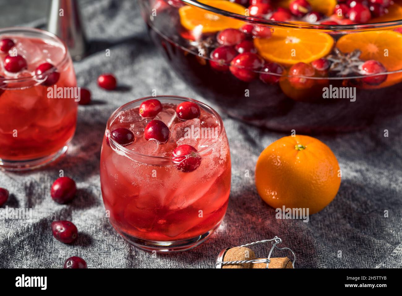 Boozy Refreshing Christmas Cranberry Punch with Champagne Stock Photo ...
