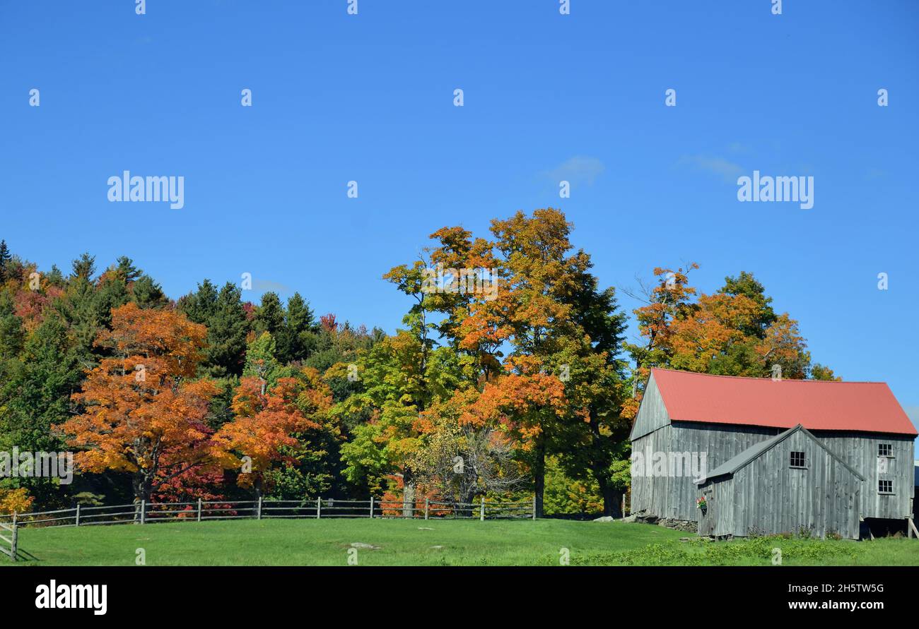 Marlboro, Vermont, USA. Rustic barn and shed in a rural setting in ...