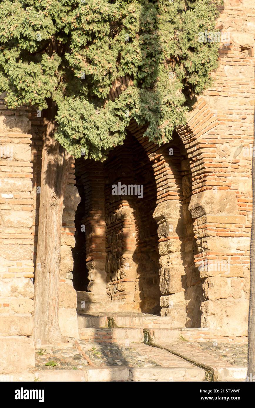 Malaga in Spain: an Alcazaba palace archway Stock Photo - Alamy