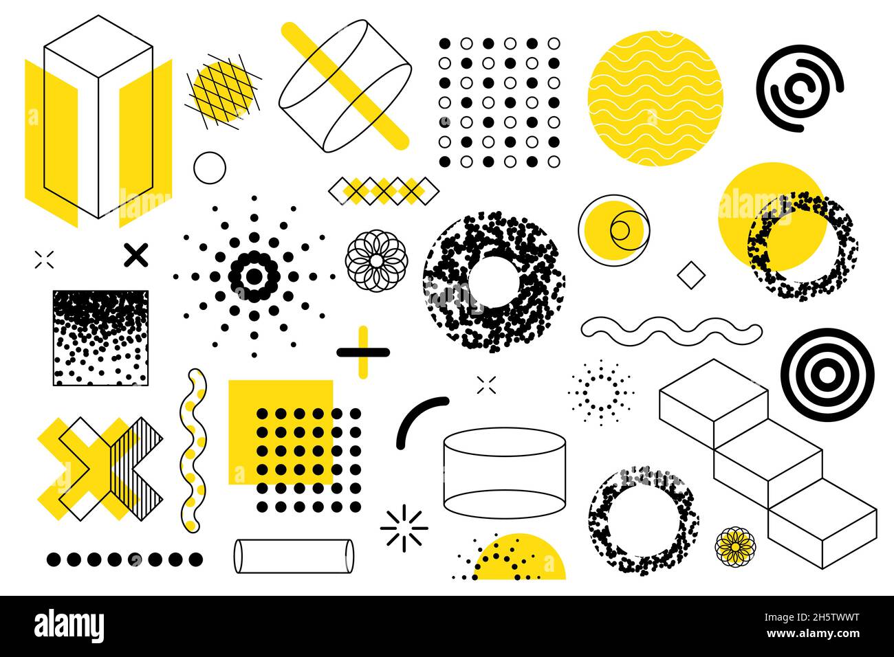 Geometric shapes set, vector isolated illustration, memphis style shape collection Stock Vector ...