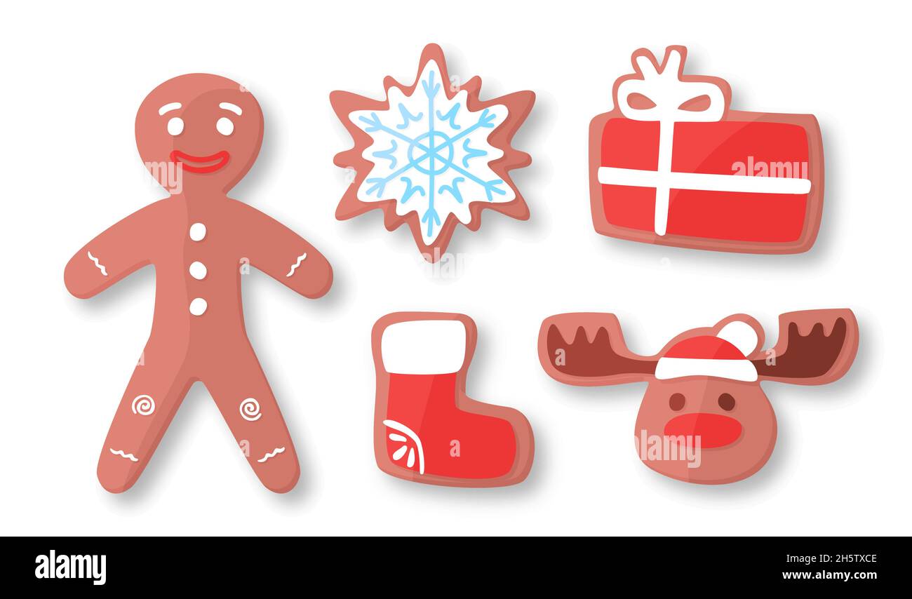 Gingerbread christmas vector collection, ginger bread xmas symbol ...