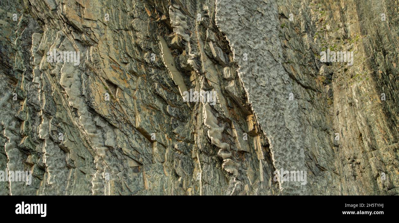 Uplifted strata at Green Point, Gros Morne National Park, Newfoundland ...