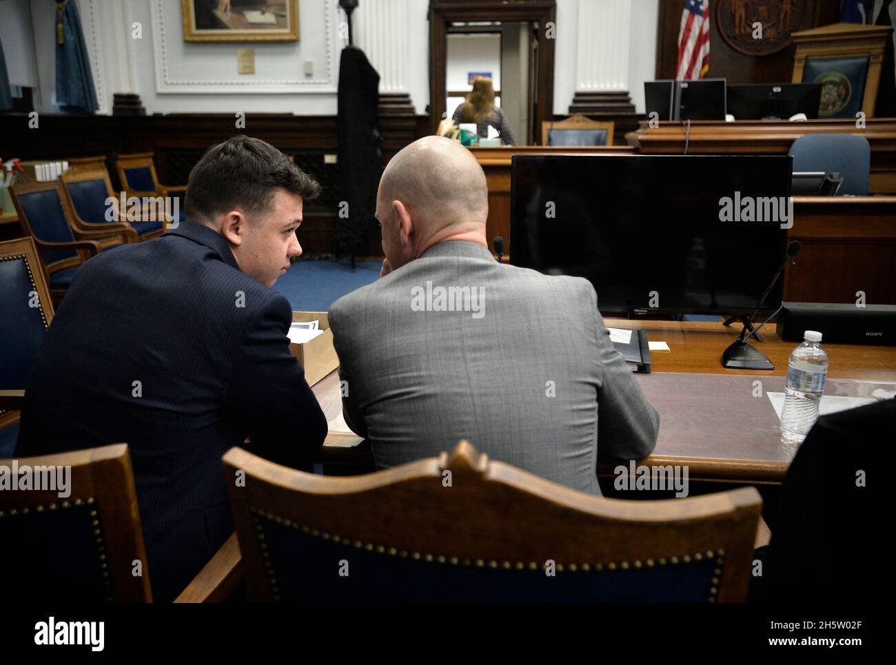 Kenosha, Wisconsin, USA. 11th Nov, 2021. Kyle Rittenhouse speaks with ...