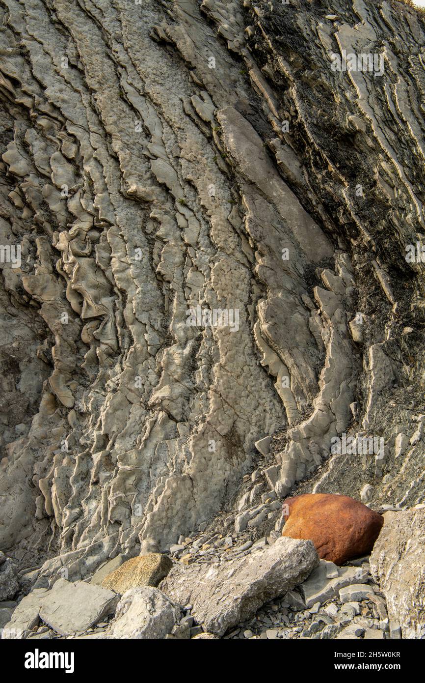 Uplifted strata at Green Point, Gros Morne National Park, Newfoundland ...