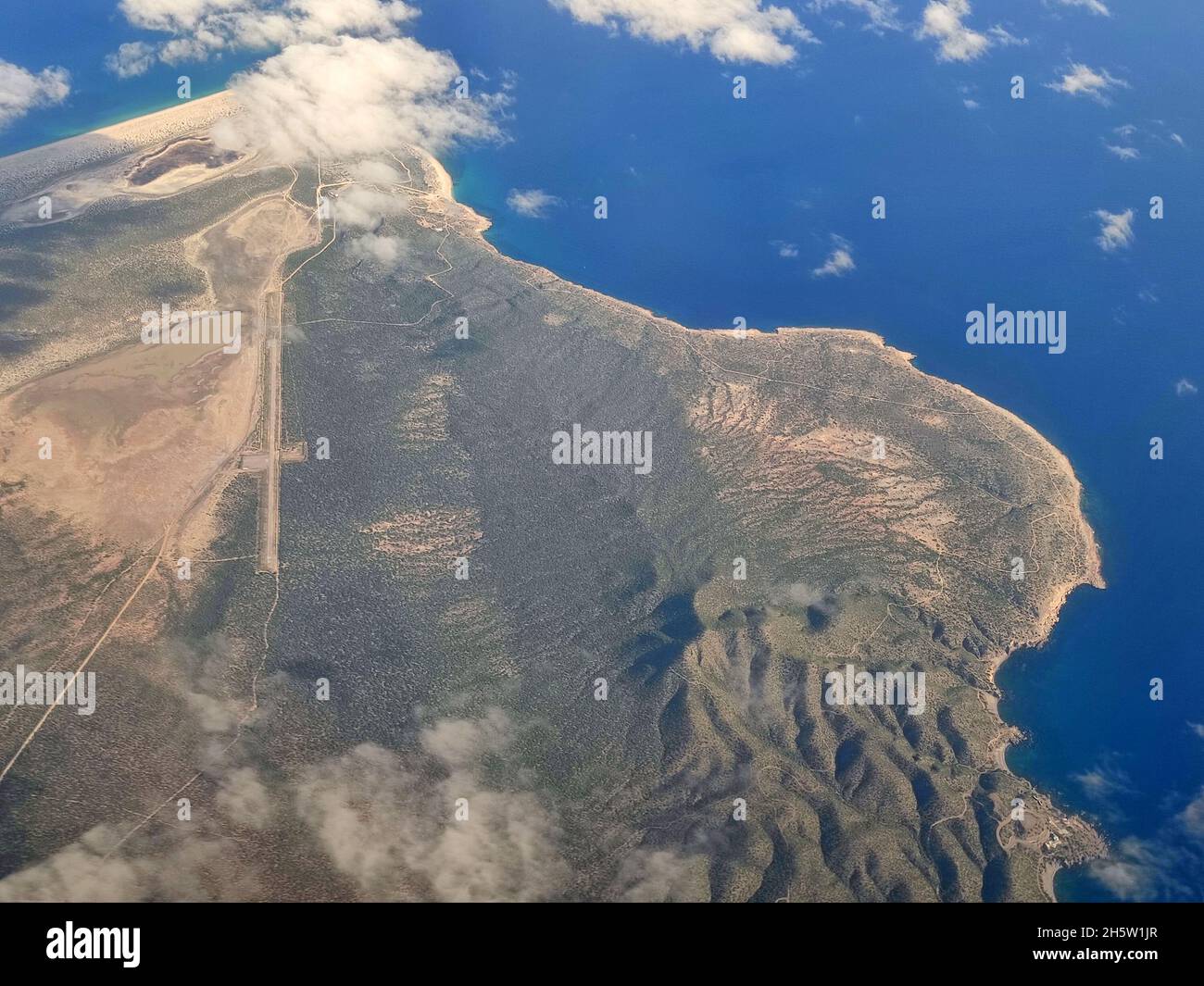 Cerralvo jacques cousteau island Mexico Baja California Sur aerial view ...