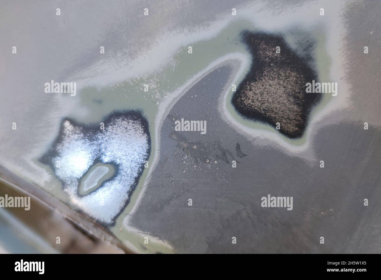 Old car body work repair coach garage detail Stock Photo - Alamy