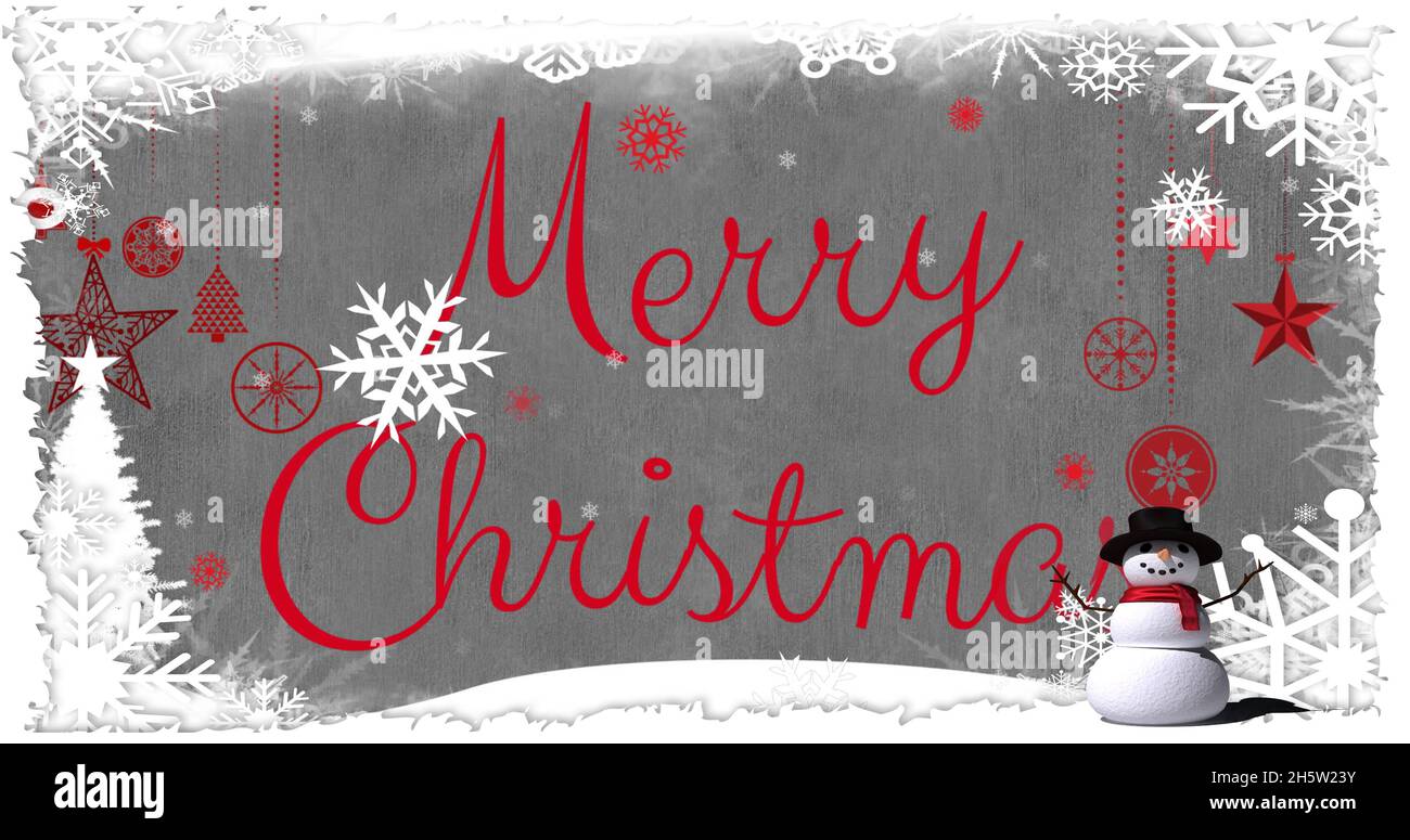 Image of merry christmas text over snow falling Stock Photo - Alamy