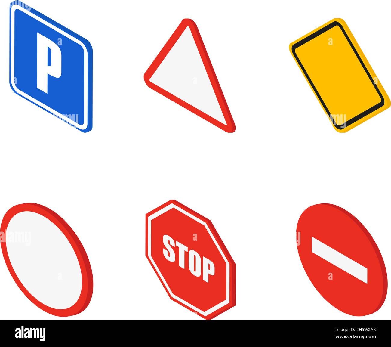 flat road signs in isometric style, vector illustration Stock Vector ...