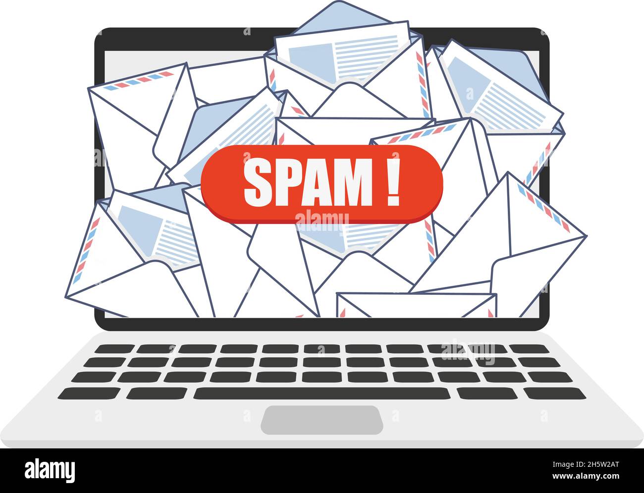 email spam laptop in flat style, vector illustration Stock Vector Image ...