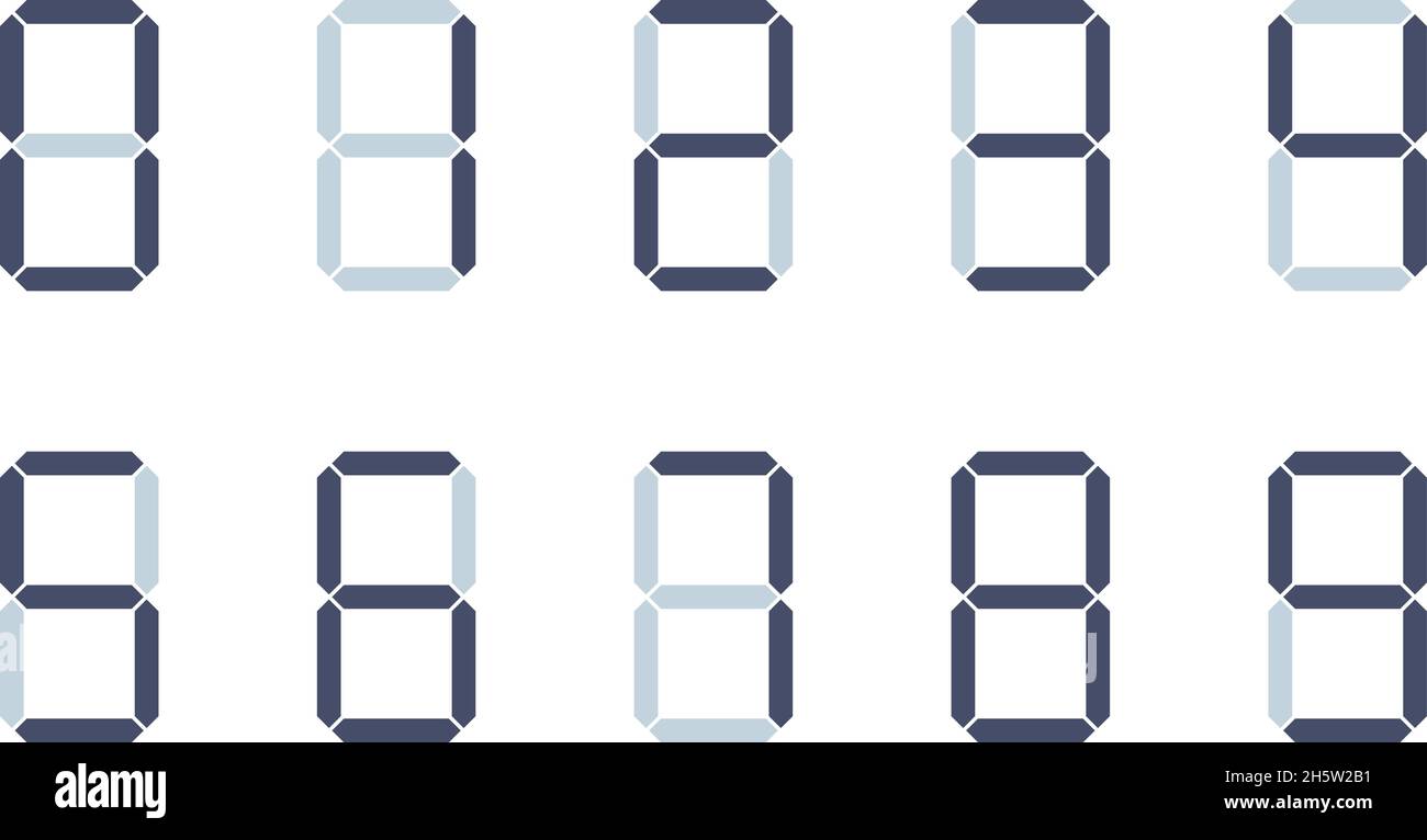 digital font numbers from 0 to 9 on white background Stock Vector Image ...