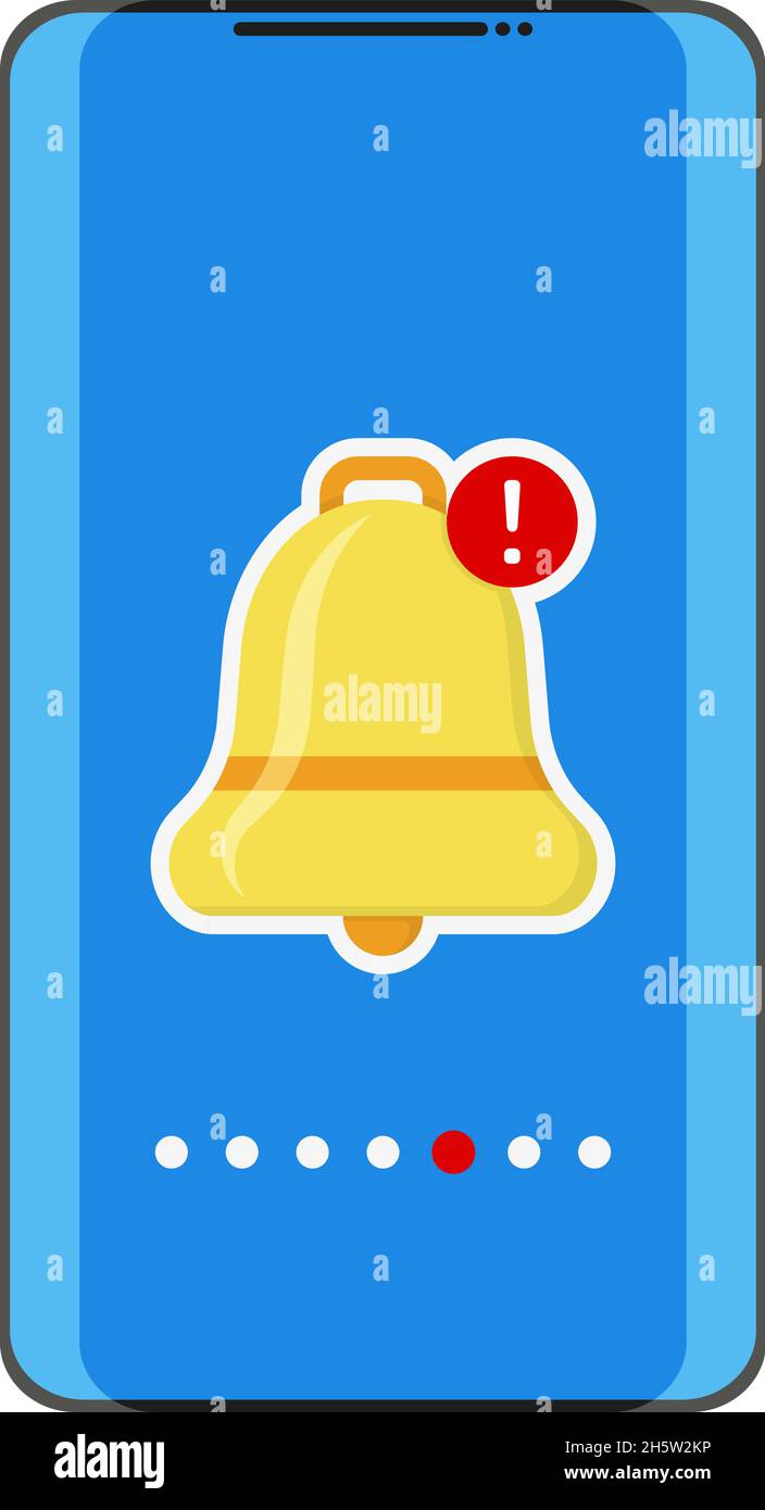 alarm bell notification on the phone in flat style Stock Vector Image ...