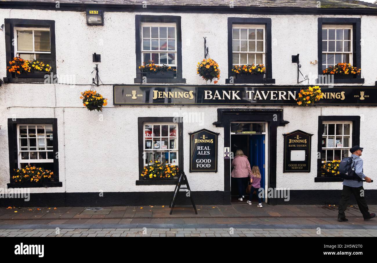 Lake District pub; The Bank Tavern exterior, Keswick town, The Lake ...