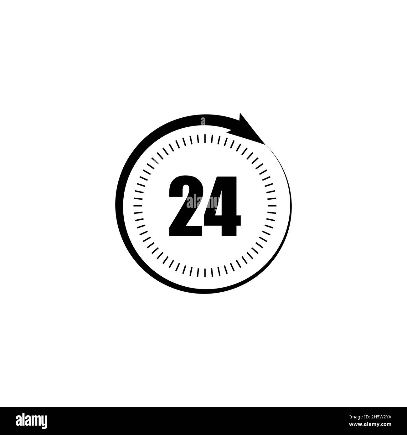 black icon work time arrow 24 hours, vector illustration Stock Vector ...