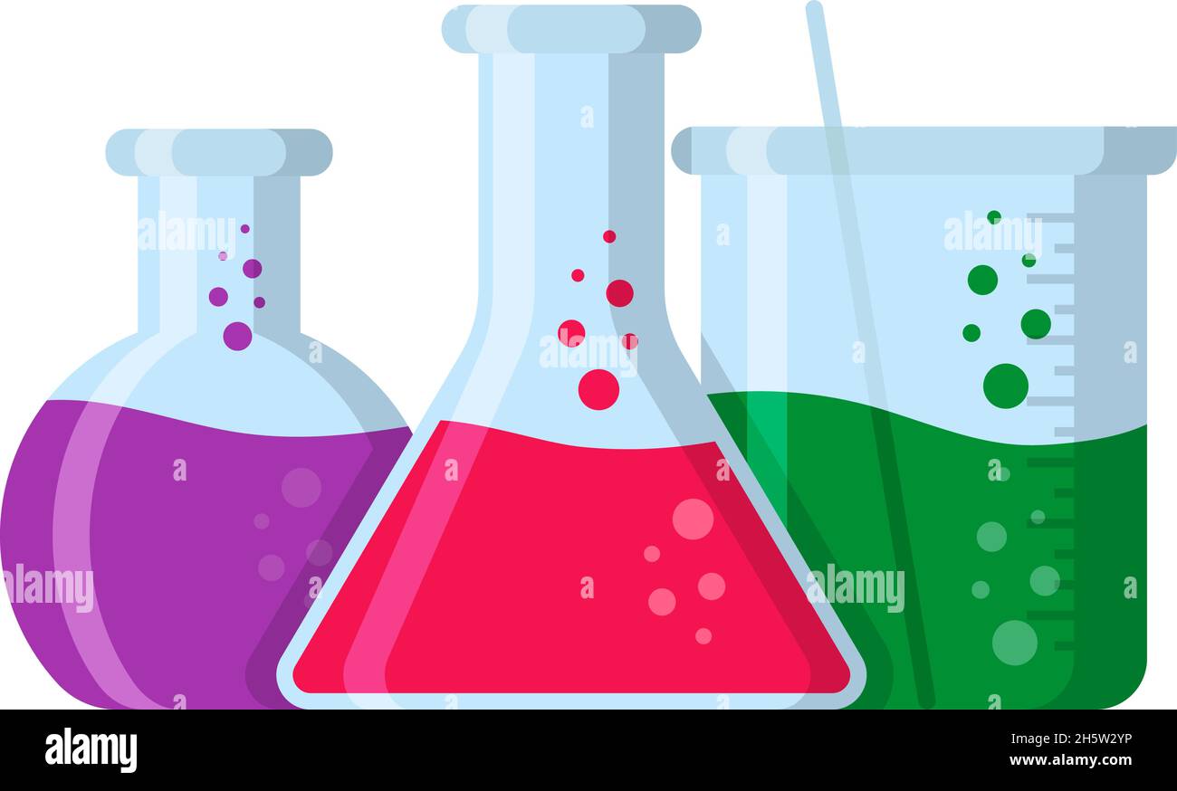 laboratory equipment, set chemistry flasks in flat style Stock Vector ...