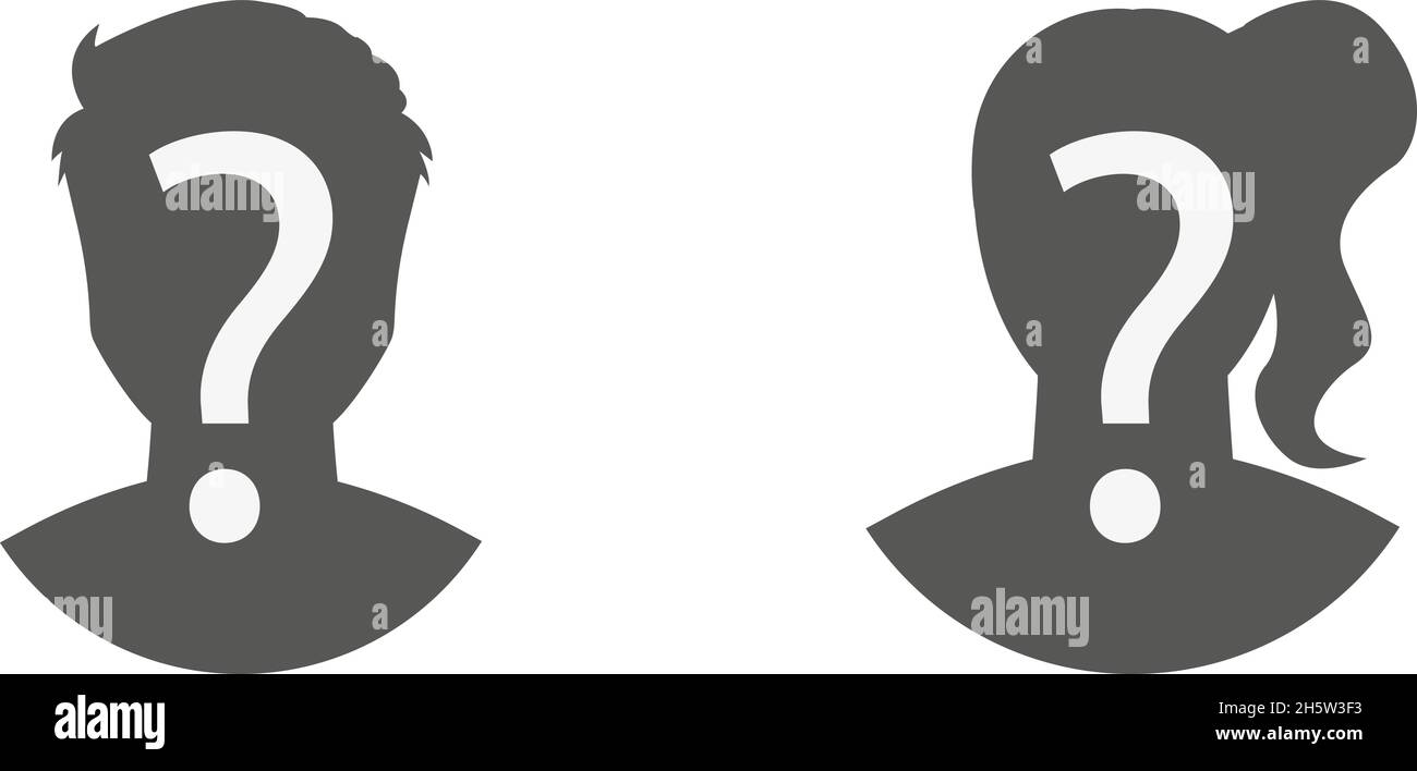 silhouettes of man and woman question mark, vector Stock Vector Image ...