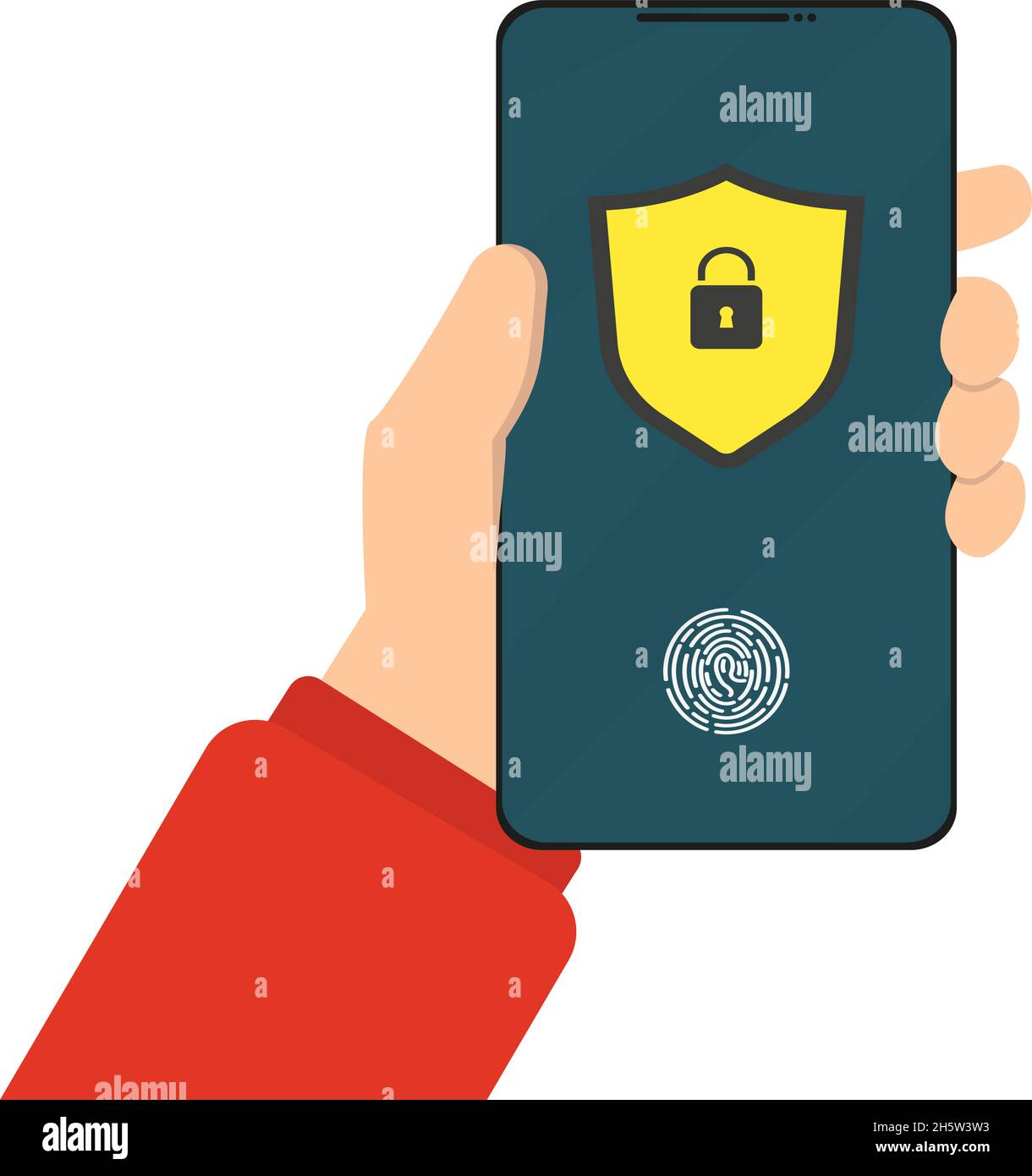 phone security fingerprint in flat style, vector illustration Stock ...