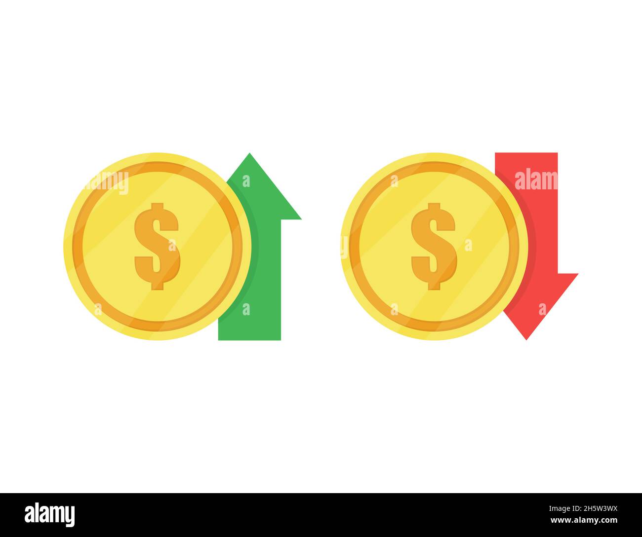 inflation coin with up and down arrow, flat Stock Vector Image & Art ...