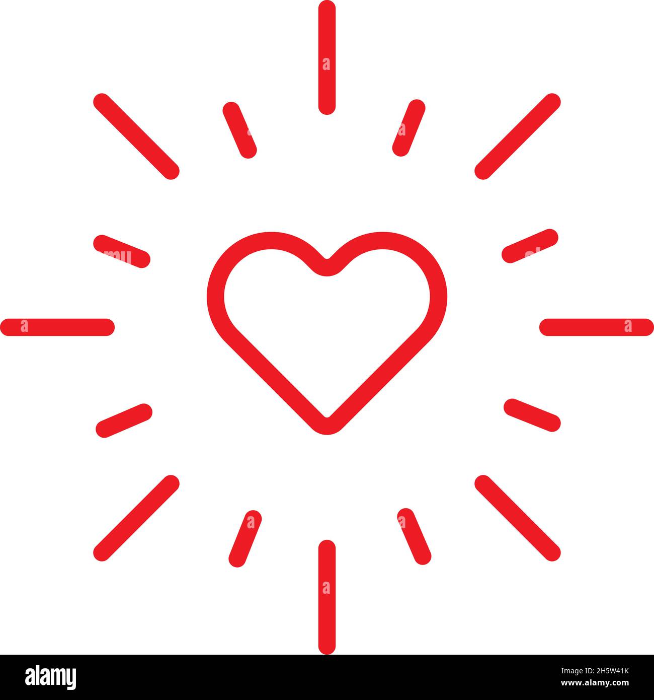 red heart like rays icon on white background Stock Vector Image & Art ...