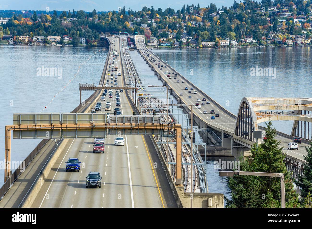 Floating bridges in Seattle, Washington in autumn Stock Photo - Alamy