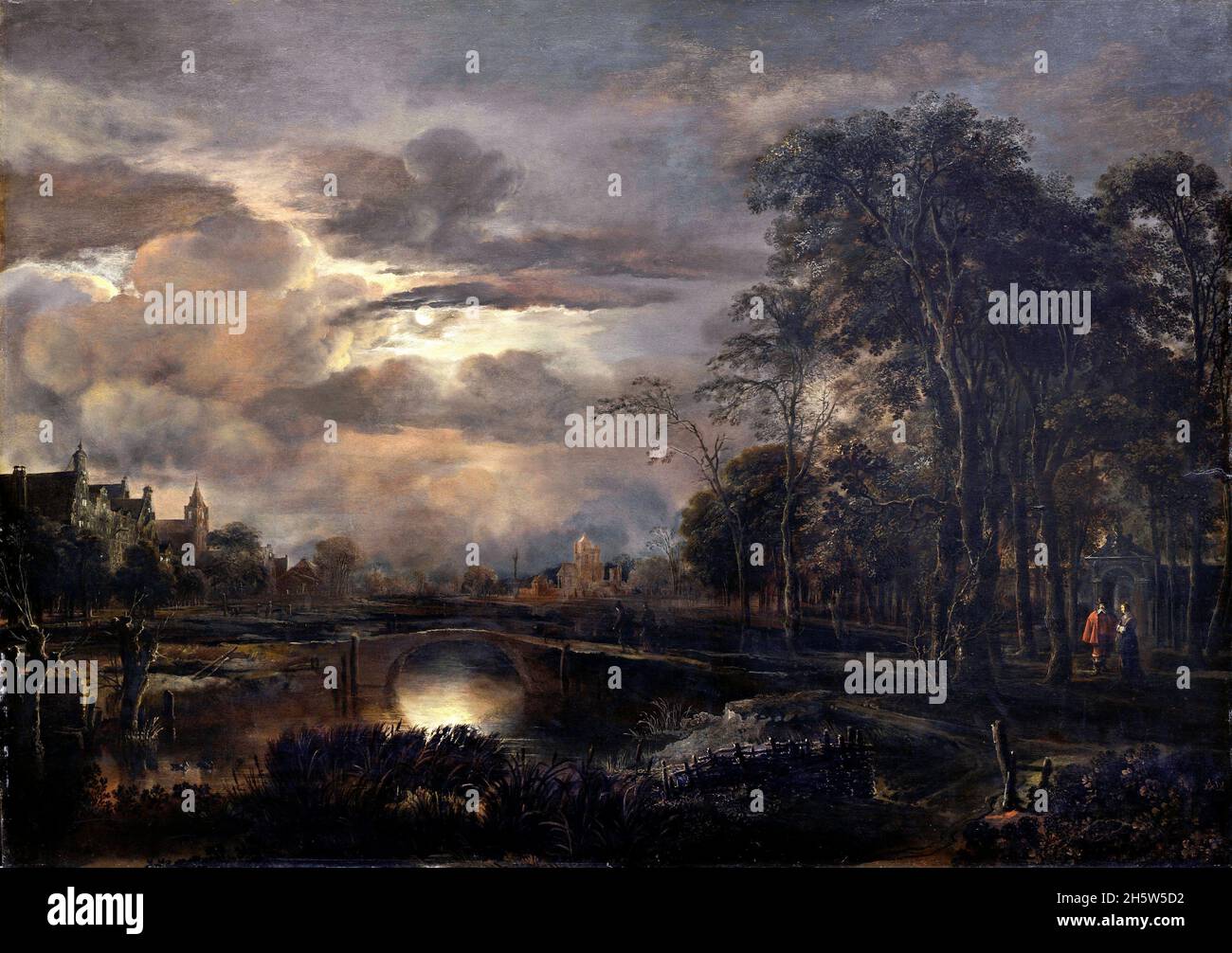 Moonlit landscapes with bridge hi-res stock photography and images - Alamy