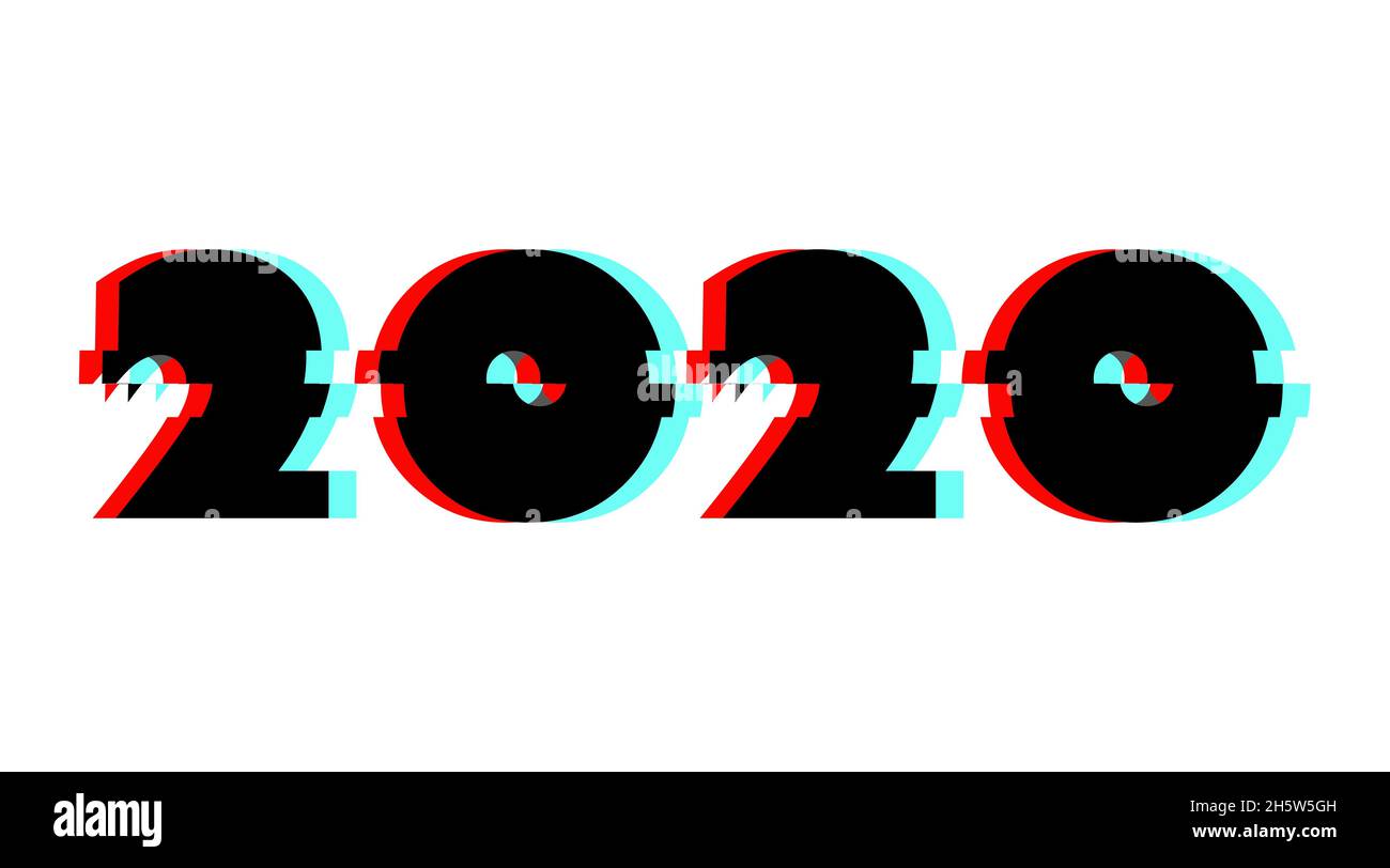 2020 in red and blue 3d effect in flat style Stock Vector Image & Art ...