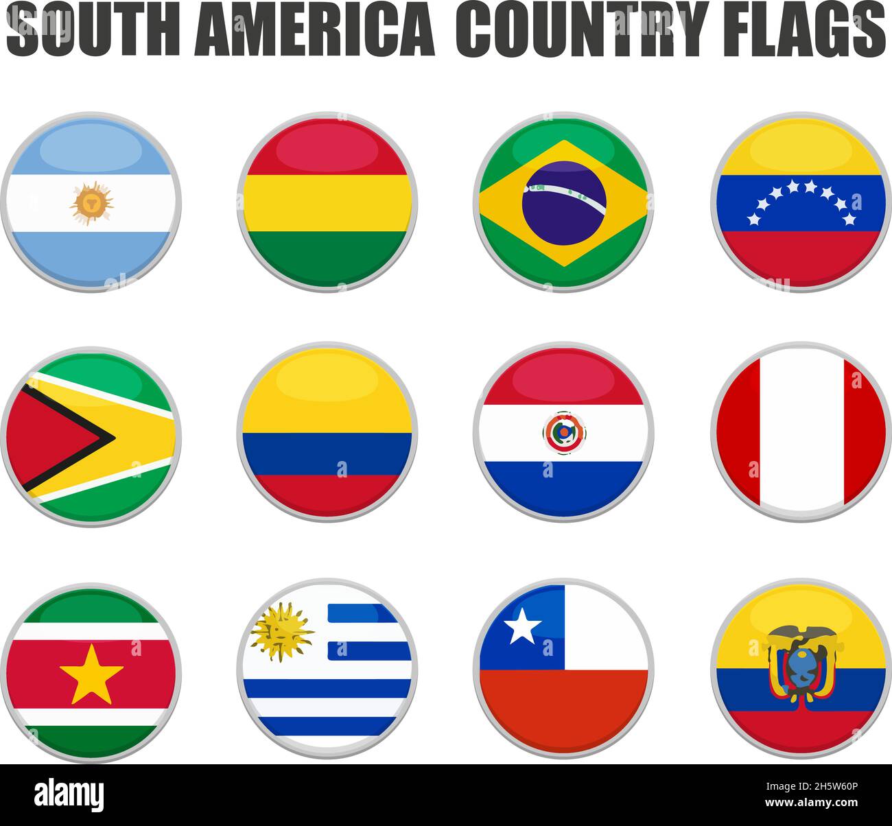 web buttons with south america country flags in flat Stock Vector Image ...