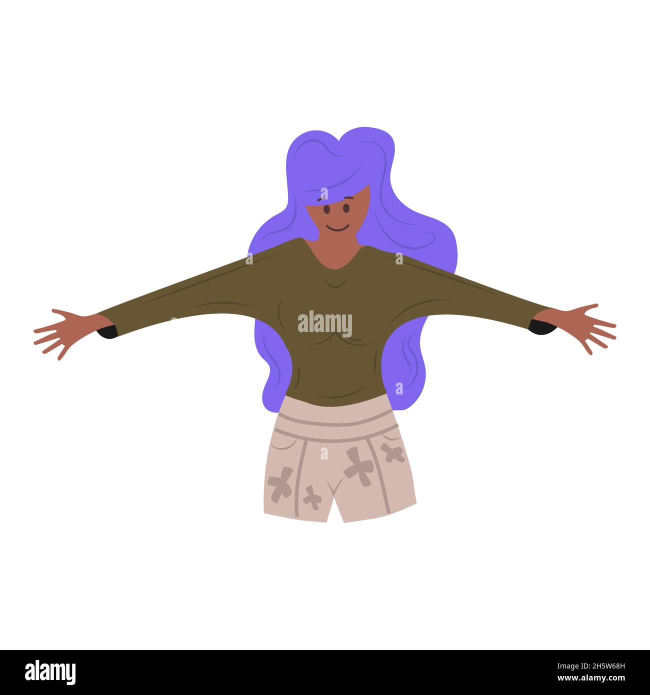 Happy woman showing positive emotions and hand gesture. Happiness girl ...