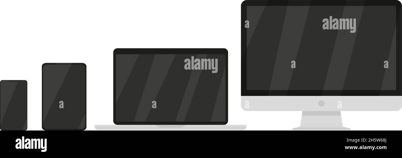 laptop, tablet computer, monitor and phone template in flat style ...