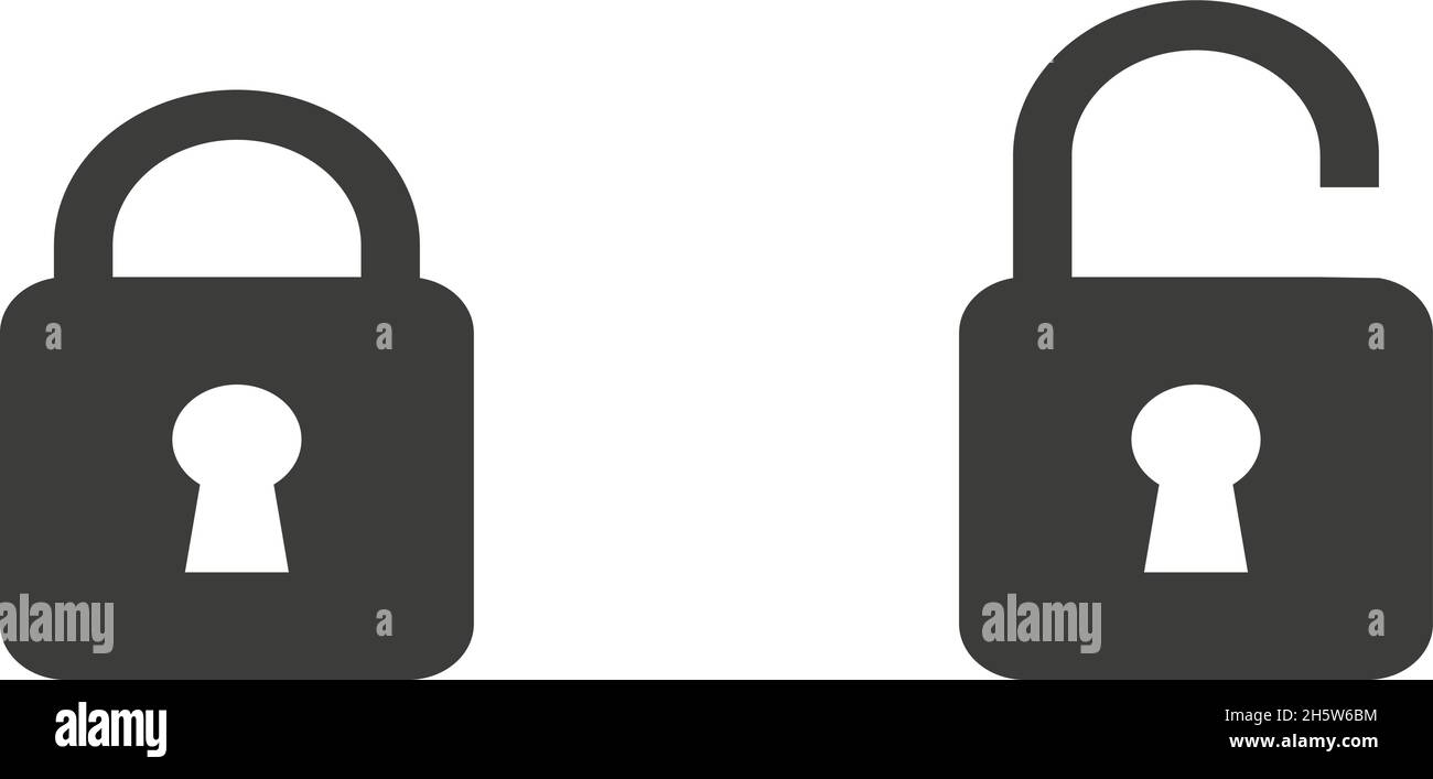 lock closed and open icons on white background, vector Stock Vector ...