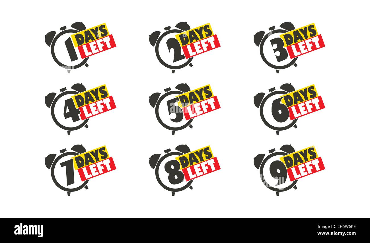 set icons days to go in flat, vector illustration Stock Vector Image ...