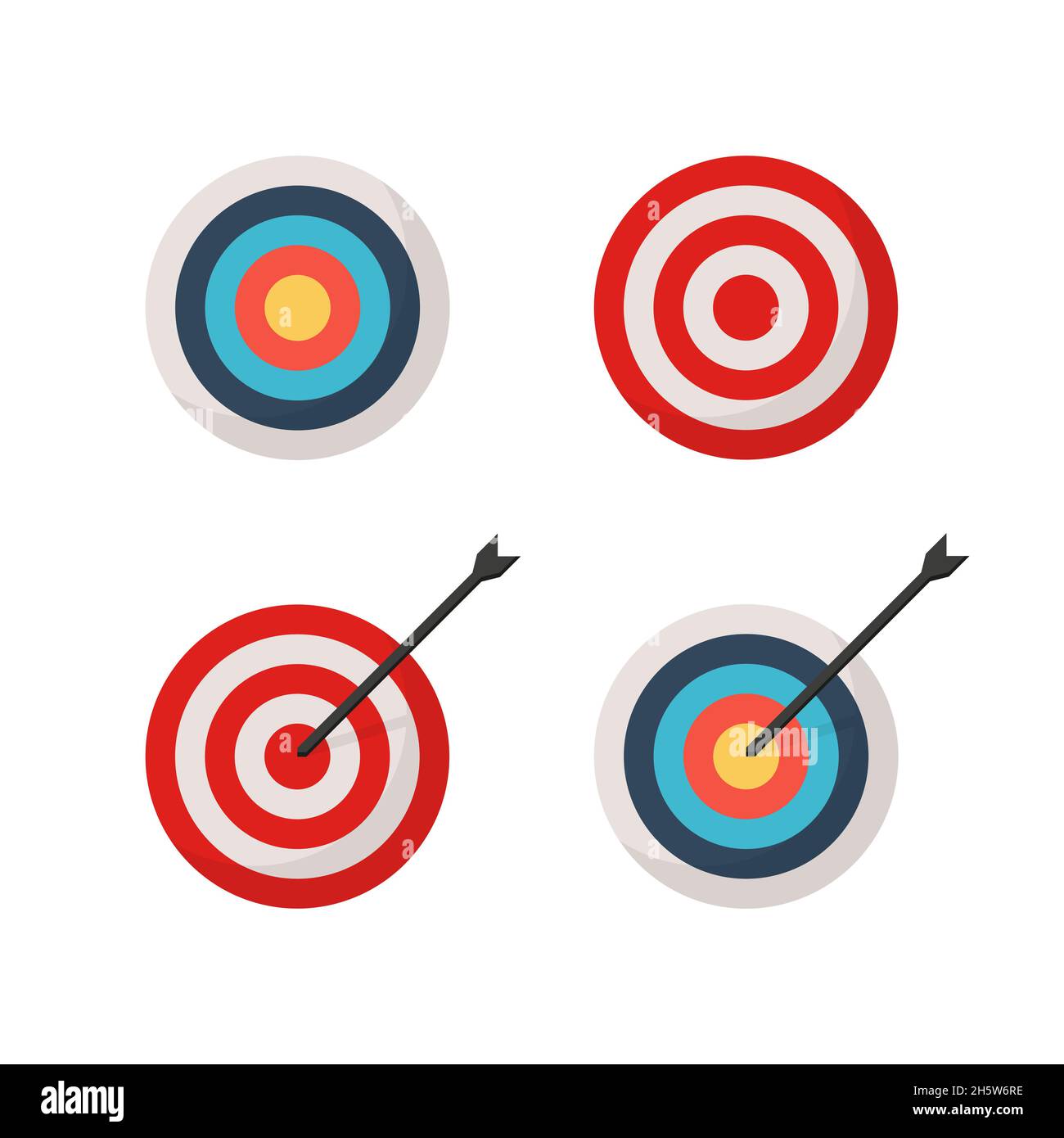 target and arrow set of colored icons in flat style, vector Stock ...
