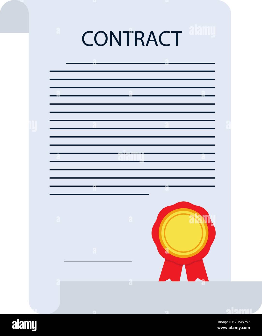 contract business paper with print in flat style, vector Stock Vector ...