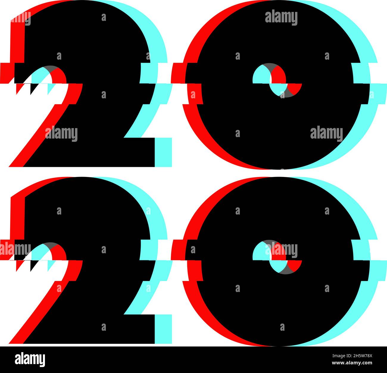 2020 in red and blue 3d effect icon in flat style Stock Vector Image ...