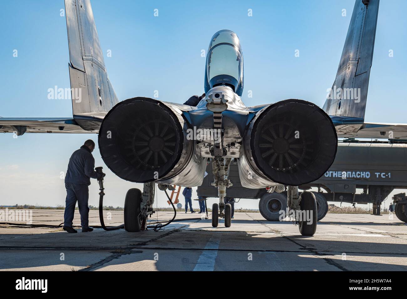 The MiG-29K fighter aircraft of the fighter regiment during a training ...