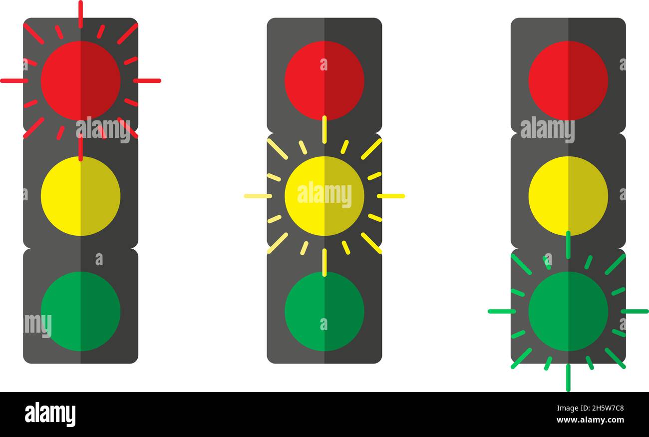 set traffic light color icon in flat style, vector Stock Vector Image ...